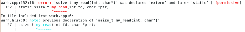 was declared ‘extern’ and later ‘static’_‘int renameat2’ was declared ‘extern’ and later ‘s-CSDN博客