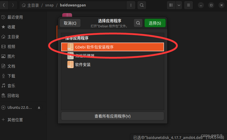 Linux Ubuntu系统中安装deb包，例如安装百度网盘等等_百度网盘deb文件如何安装-CSDN博客