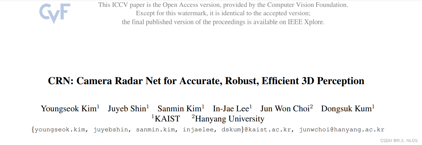 多模态感知论文速递 | ICCV, 2023, CRN: Camera Radar Net for Accurate, Robust, Efficient 3D Perception_多模态 ...