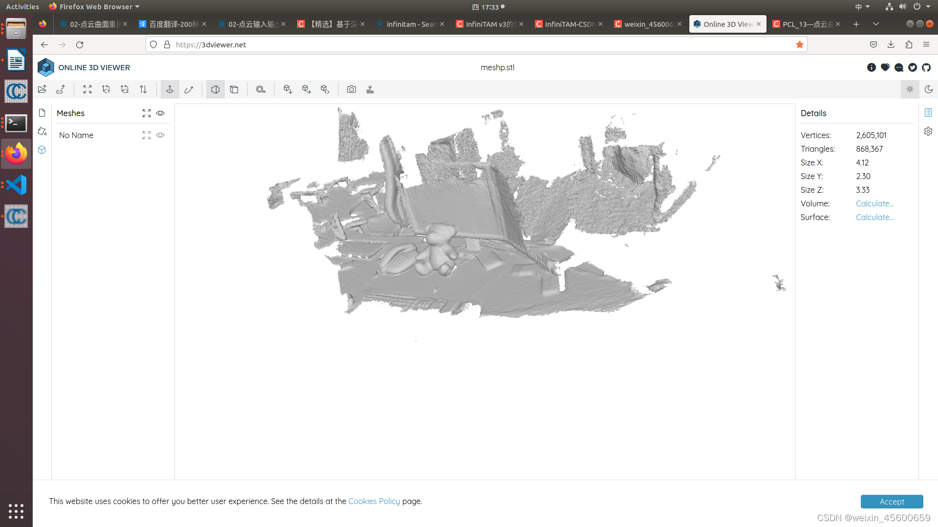 在ubuntu18.04上实现infinitam使用深度相机realsense d435i实时三维建模_realsense 建模-CSDN博客
