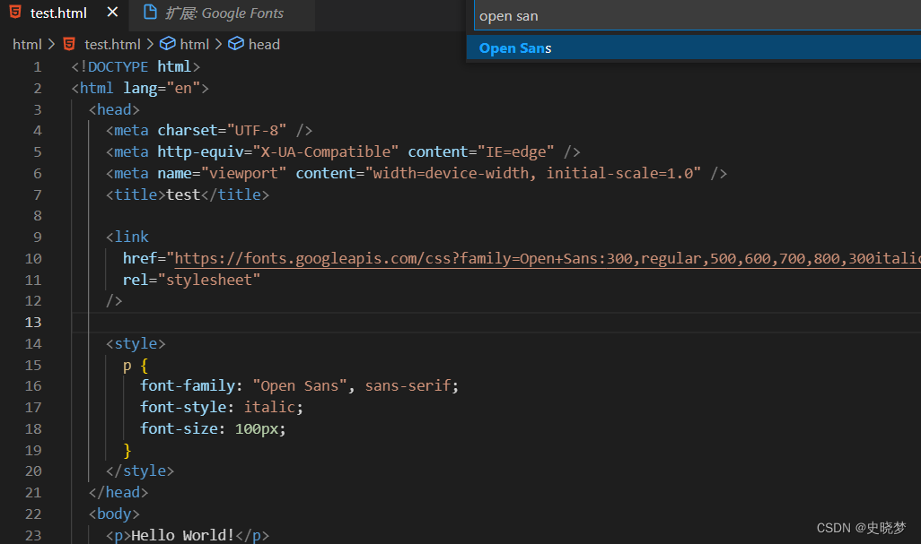 HTML page uses fonts in Google Fonts (VSCODE) - Programmer Sought