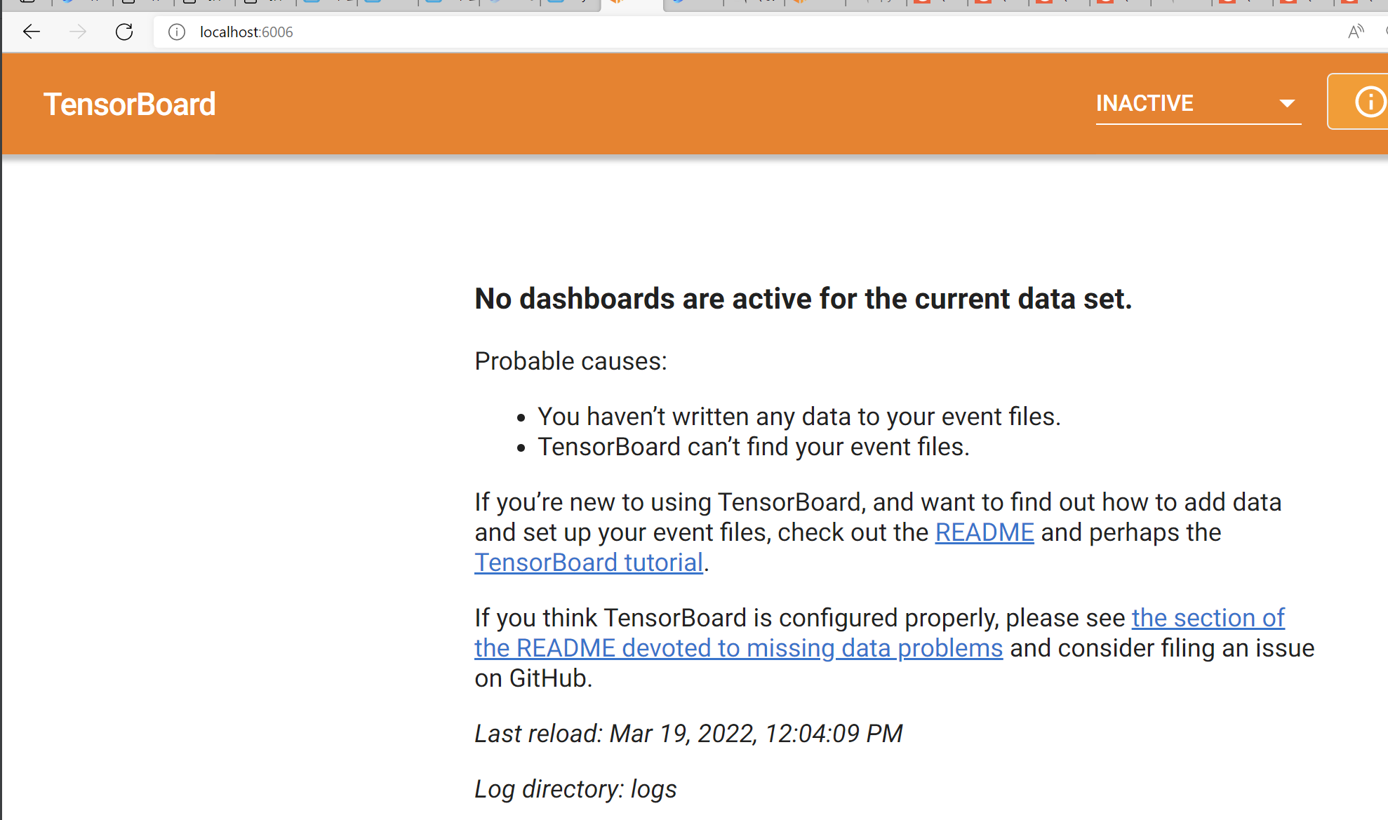 tensorboard pytorch No dashboards are active for the current data set.-CSDN博客