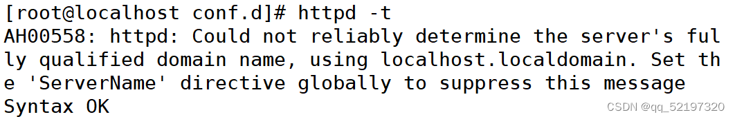 解决AH00558: httpd: Could not reliably determine the server‘s fully qualified domain name, using ...