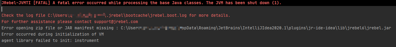 IDEA插件JRbel热部署启动不了报错_jrebel-jvmti [fatal] a fatal error occurred while -CSDN博客