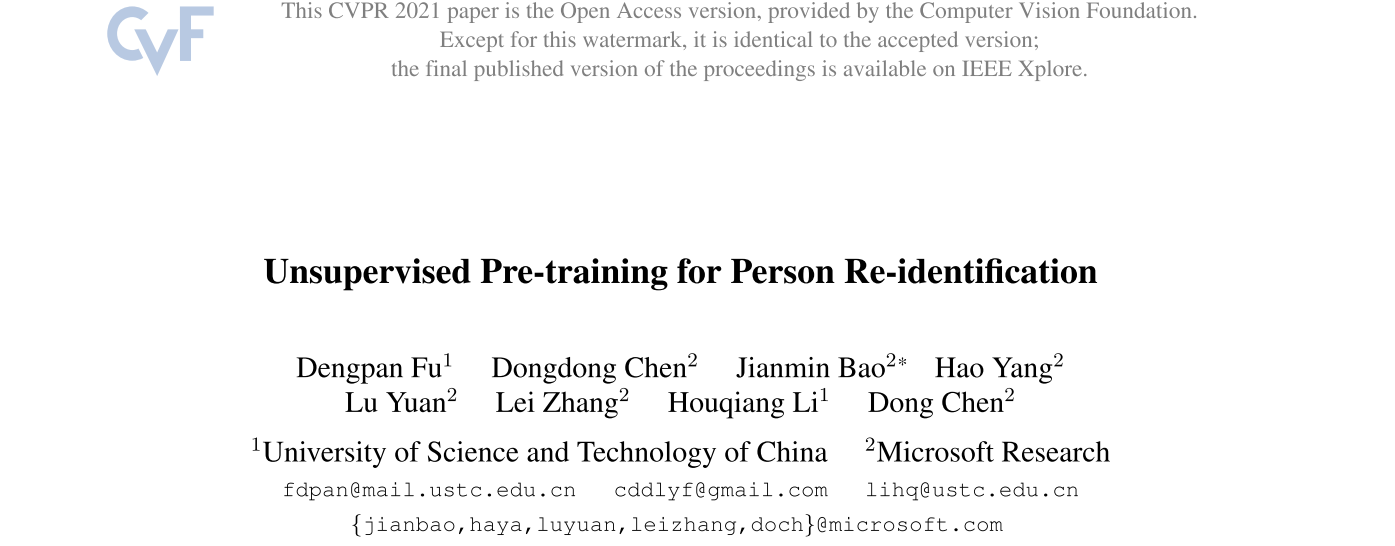 【CVPR 2021】Unsupervised Pre-training for Person Re-identification(UPT)-CSDN博客