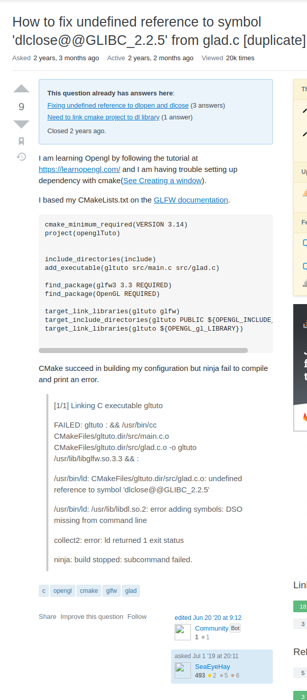 undefined reference to symbol ‘dlclose@@GLIBC_2.2.5‘_camke undefined reference to symbol dlclose ...