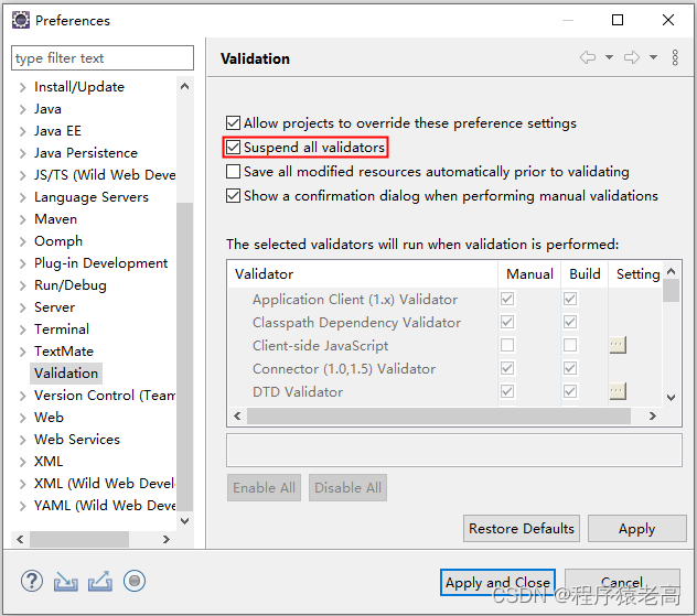 Eclipse开发工具中validating长时间卡住不动 Validating一直不动 Csdn博客