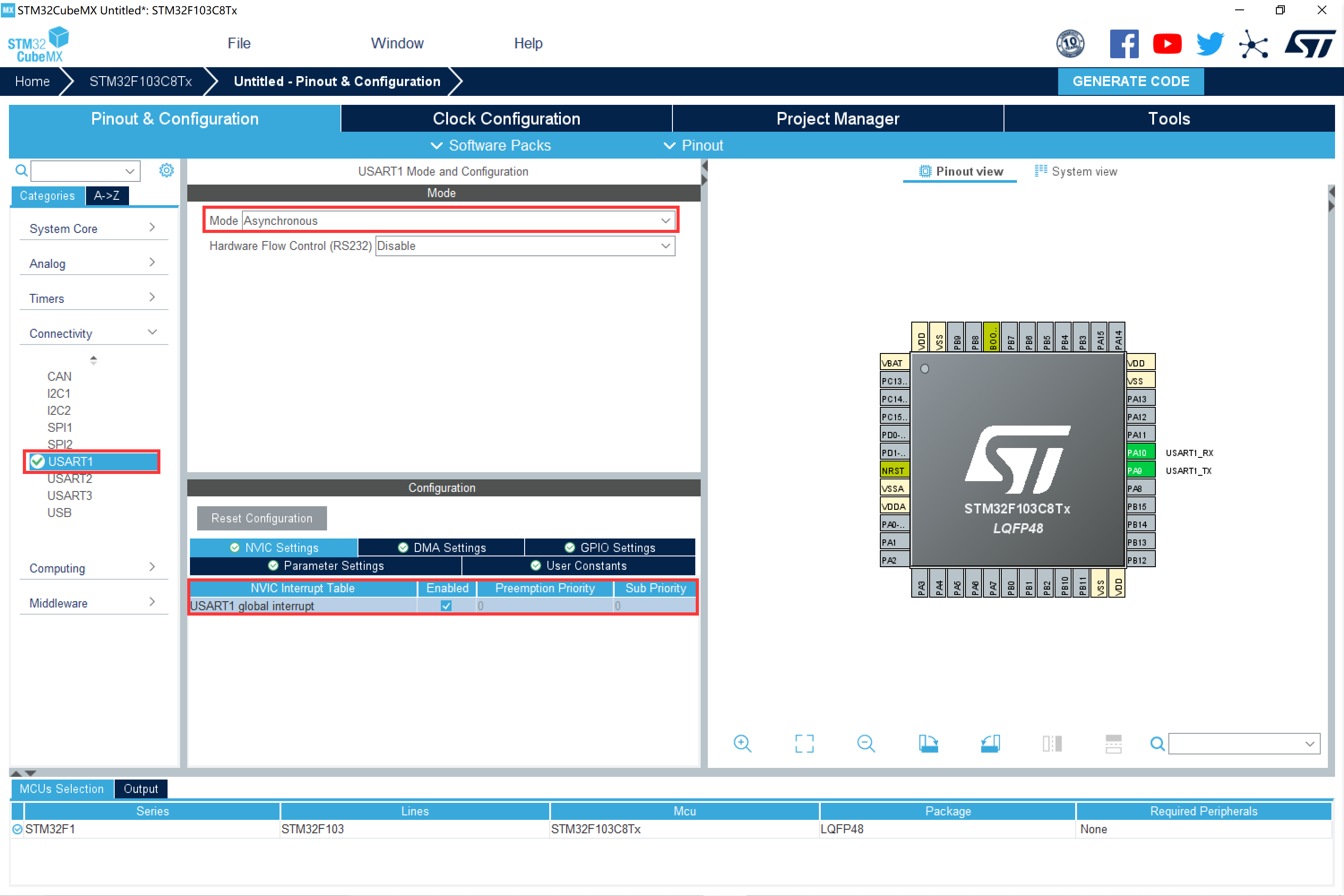 Stm32f103中断串口通信usartstm32f103串口中断 Csdn博客 