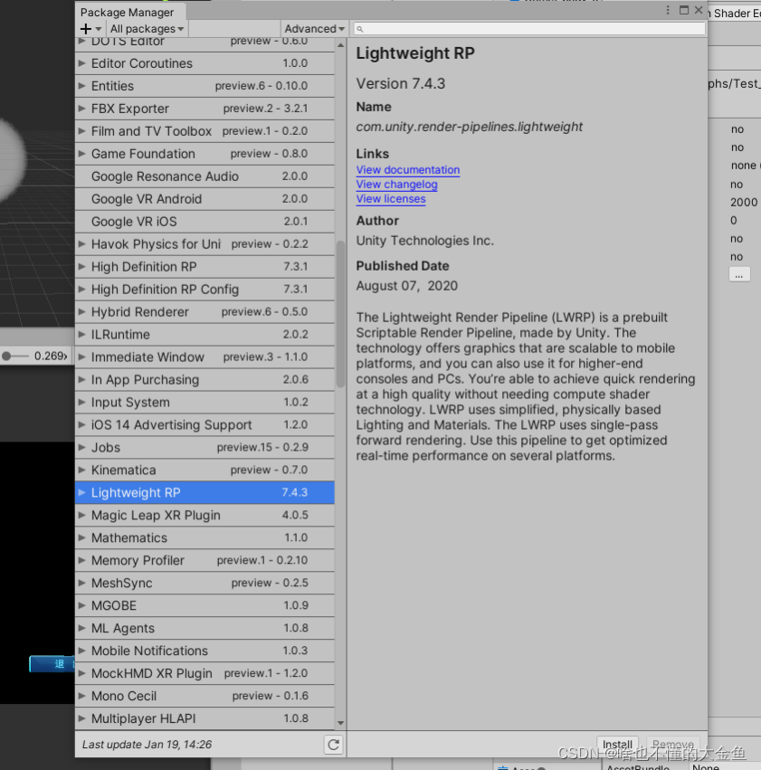 Unity Shader Graph 使用安装步骤缺失材质球,以及场景原本物体材质球丢失问题解决shader Graph 如何安装 Csdn博客
