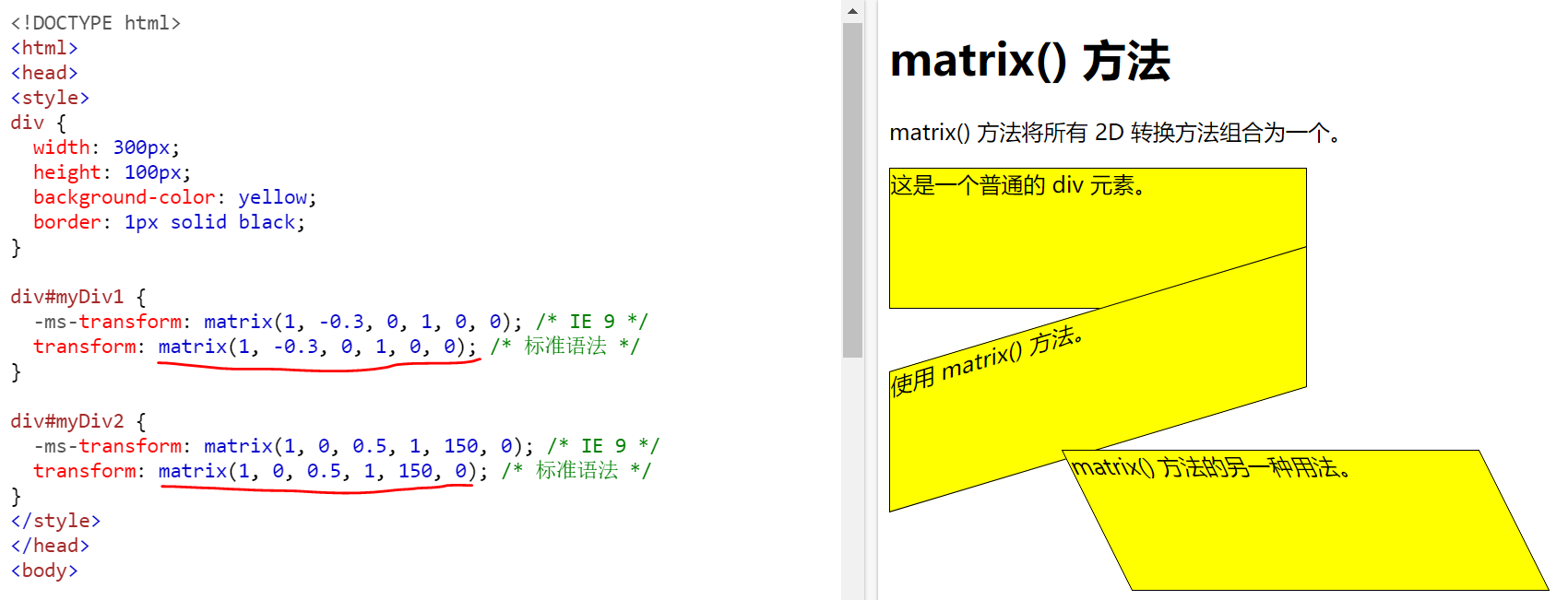 CSS 2D 转换 transform translate() rotate() scale() skew() matrix()_css2 支持transform吗?-CSDN博客