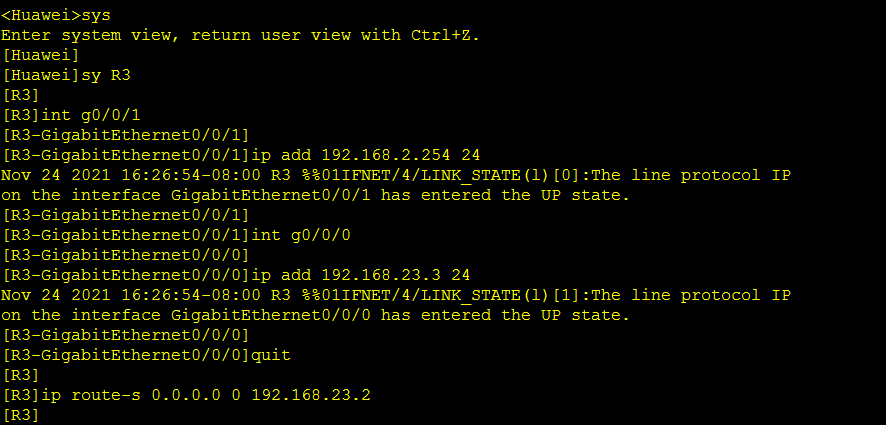 静态/默认 路由配置拓扑-ensp_3、ar1配置默认路由下一跳是ar3,ar2配置默认路由下一跳是ar3;-CSDN博客