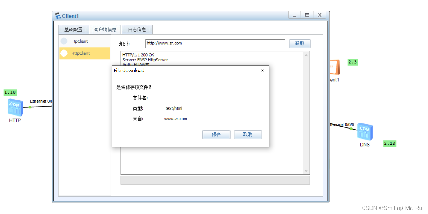 ensp静态路由之DNS小实验_通过华为ensp模拟器来学习客户端访问服务器网站以及域名解析服务器(dns)是如何将i-CSDN博客