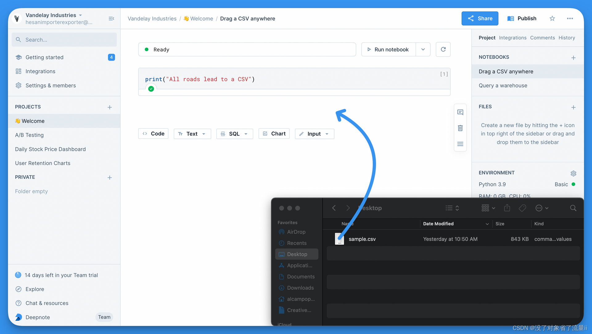 云端数据科学平台Deepnote，相当于云上的Jupyter Note-CSDN博客
