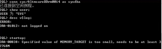 调整参数后引起，ORA-00838: Specified value of MEMORY_TARGET is too small, needs to be at least 3 2768M ...