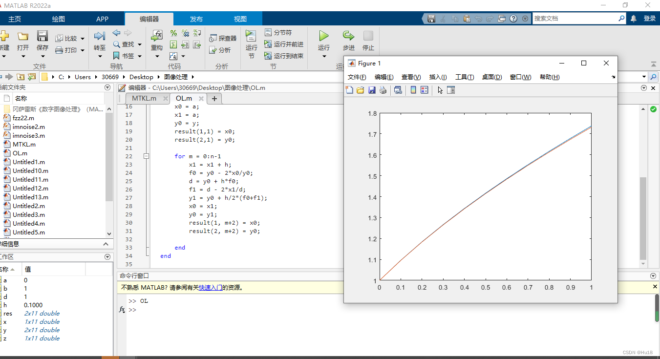 Matlab软件实现算法运算_matlab怎么使用自己产生的算法_Hu18的博客-CSDN博客