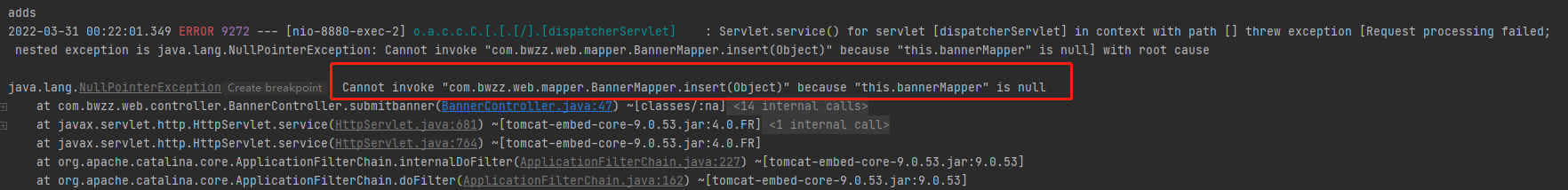 Cannot invoke “com.**.mapper.**Mapper.insert(Object)“ because “this.**Mapper“ is null_cannot ...