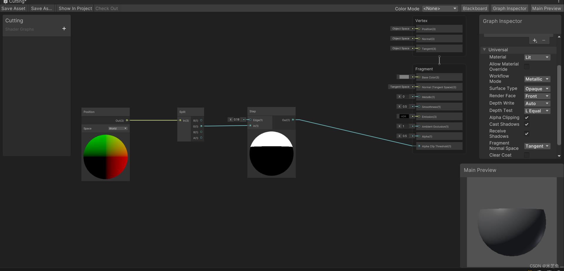ShaderGraph简单切割效果_shadergraph 裁剪-CSDN博客