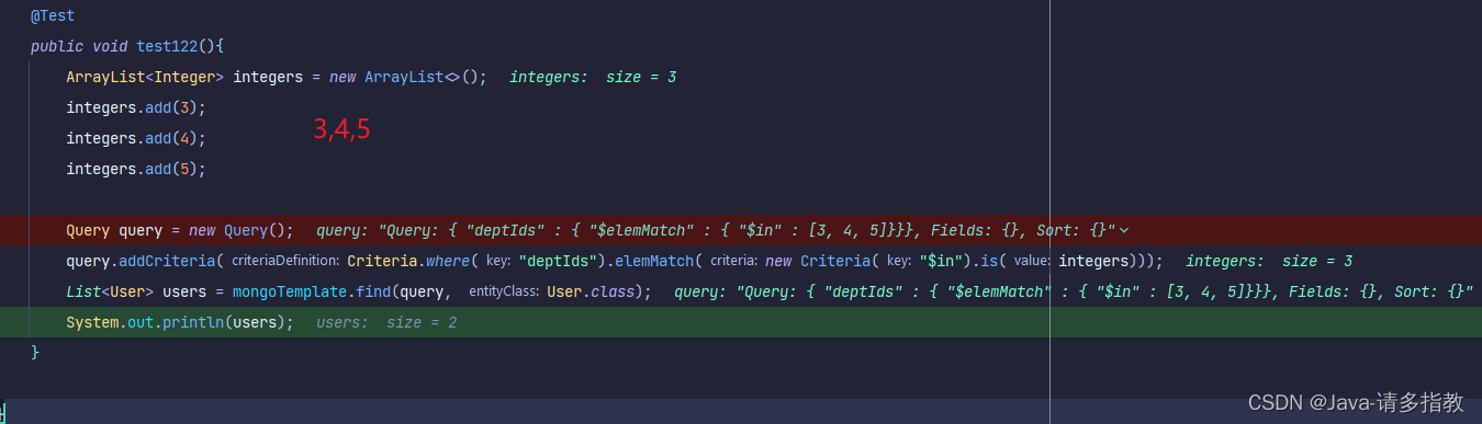 monogo:查出两个数组，满足一个数组任何一个值在另一个数组中 的数据_mongotemplate elemmatch-CSDN博客