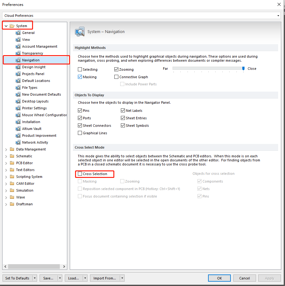 Altium Designer，cross select mode设置交叉选择，原理图和PCB同步选择，设置方法-CSDN博客