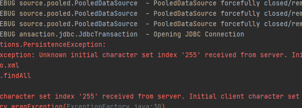 【mybatis】遇到的问题（Unknown initial character set index ‘255‘ received from server）_mybatis unknown ...