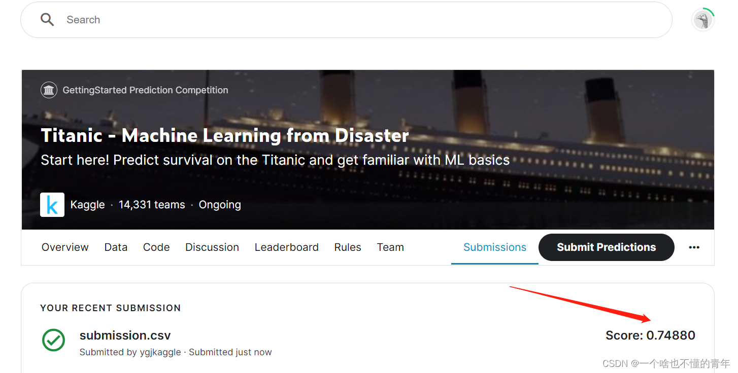注册、登录kaggle，使用决策树简单的对titanic练习怎么进入kaggle网站 Csdn博客