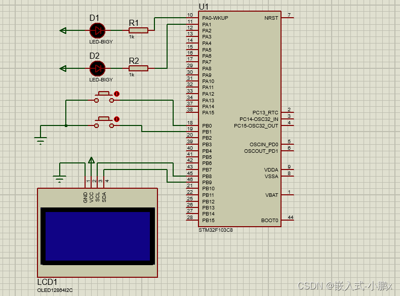 Stm32f103c8t6 Proteus仿真 学习——4 Oled显示屏 Proteus Oled Csdn博客