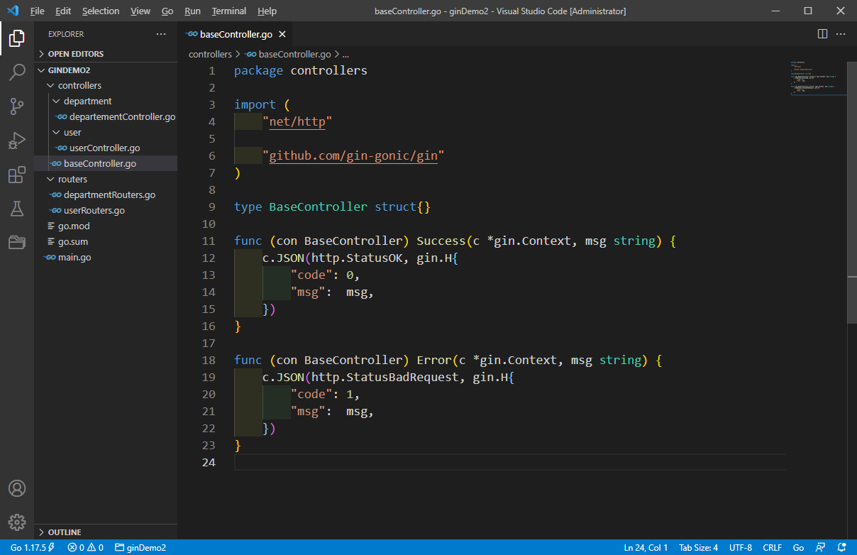 Gin：自定义控制器及控制器继承_func (con basecontroller) success(c *gin.context)-CSDN博客