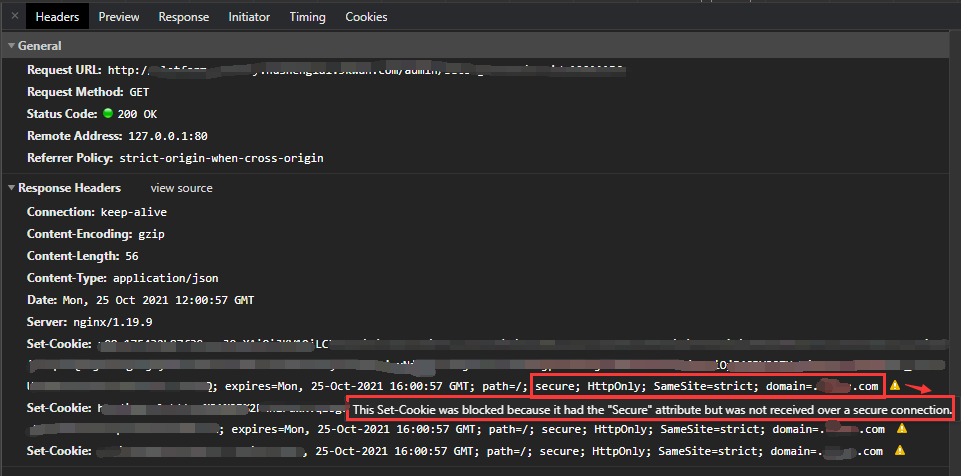 [Web]This Set-Cookie was blocked because it had the “Secure“ attribute_this attempt to set a ...