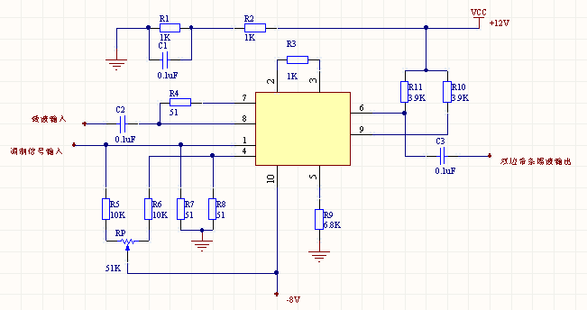 Multisim：振幅调制器的设计（含仿真程序+文档+原理图+PCB）_mc1496在multisim哪里-CSDN博客
