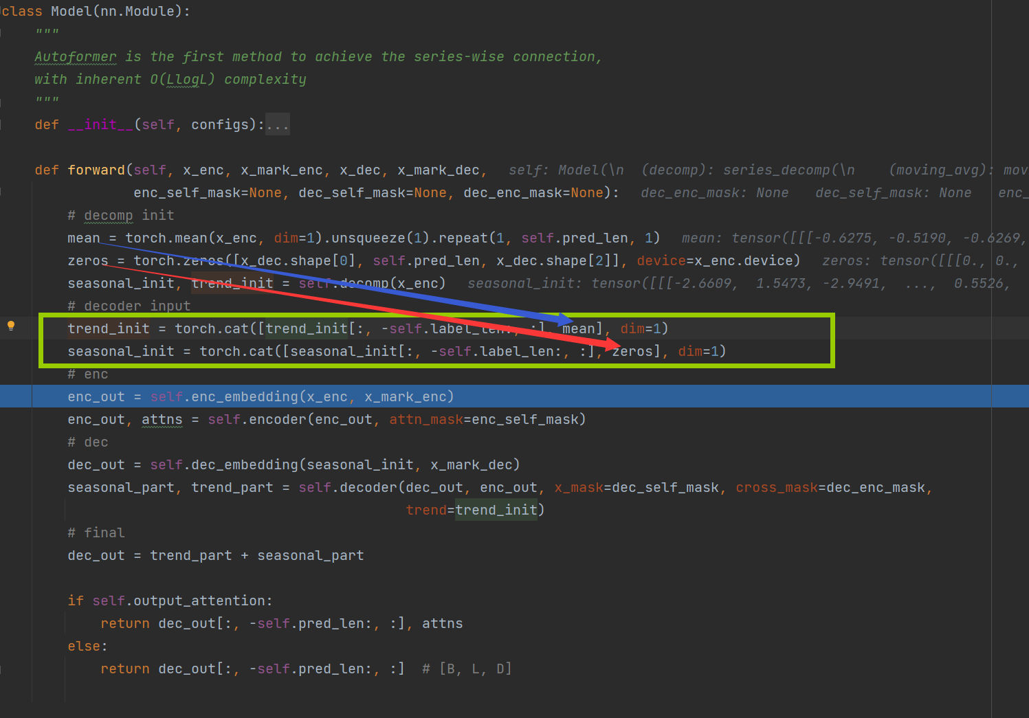 Autoformer pytorch代码解读（1）进入attention的计算之前的步骤 transformer学习笔记_autoformer代碼解讀-CSDN博客