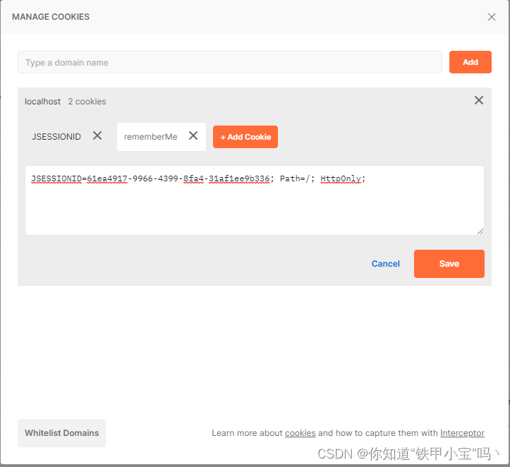 Postman获取Cookie,添加到Cookies,方便后续接口调试_postman 提取cookie-CSDN博客