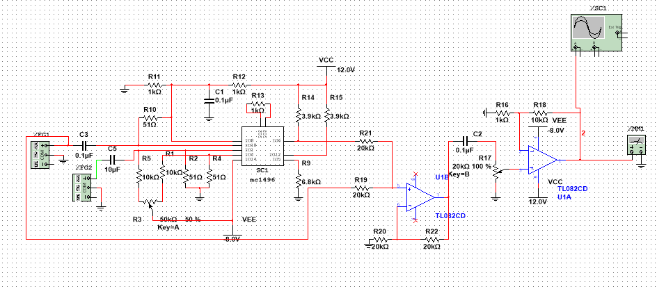 Multisim：振幅调制器的设计（含仿真程序+文档+原理图+PCB）_mc1496在multisim哪里-CSDN博客