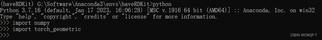 python版本3.7情况下安装rdkit，torch_geometric，numpy的过程_python3.7应该安装哪个torch-CSDN博客