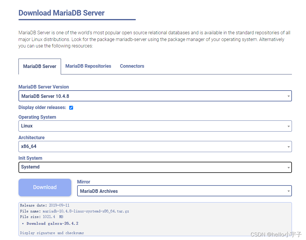 centos7下安装mariadb10.4.8_小宇安装包-CSDN博客