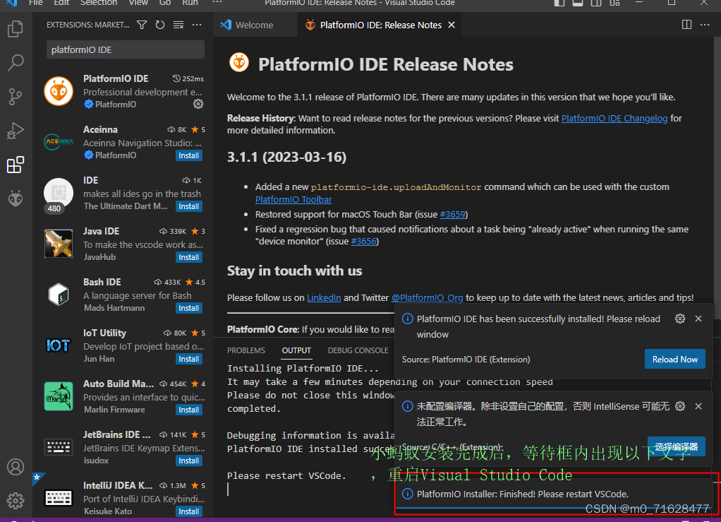 platformIO IDE下载不成功，重新安装下载_failed to install platformio ide.-CSDN博客