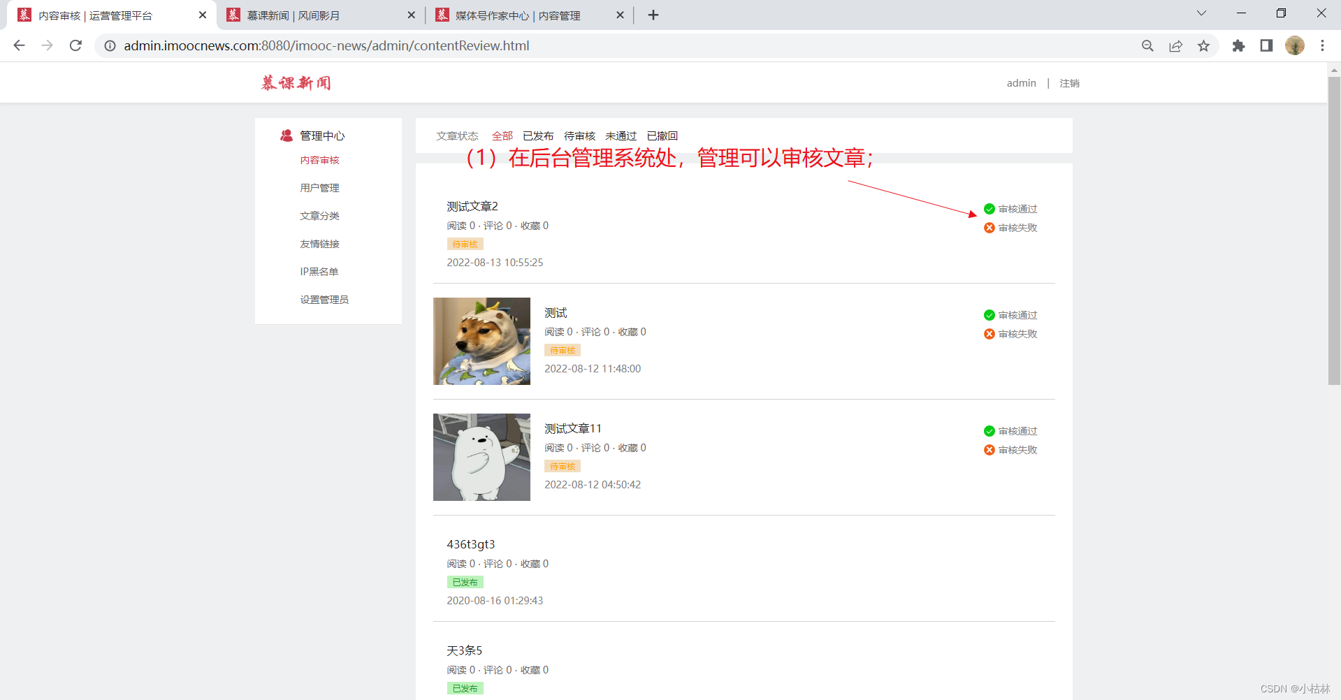 78：第六章：开发文章服务（admin管理服务）：11：开发【管理员，人工审核文章，接口】；（本质上，就是根据前端传过来的人工审核结果，简单粗暴的去修改数据库中的文章状态；） Csdn博客