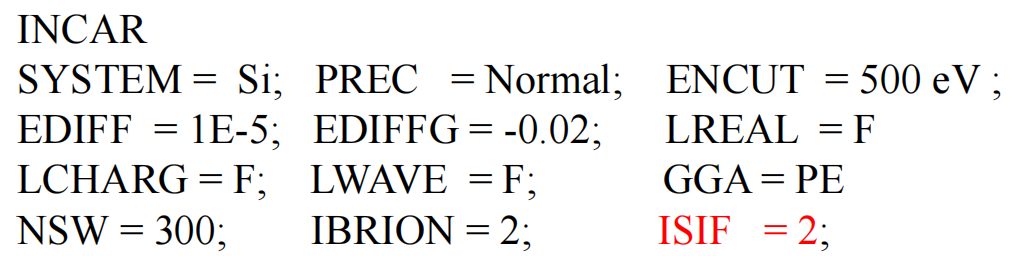 VASP结构优化_vasp isif-CSDN博客