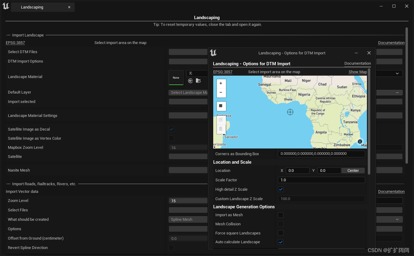 UE5使用插件Landscaping和LandscapingMapbox获得真实地形及贴图（可在地形里二次编辑）_unreal engine ...