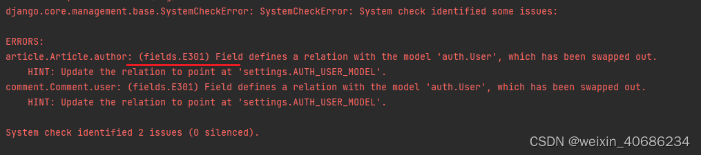 fields.E301报错已解决_(fields.e301) field defines a relation with the mo-CSDN博客