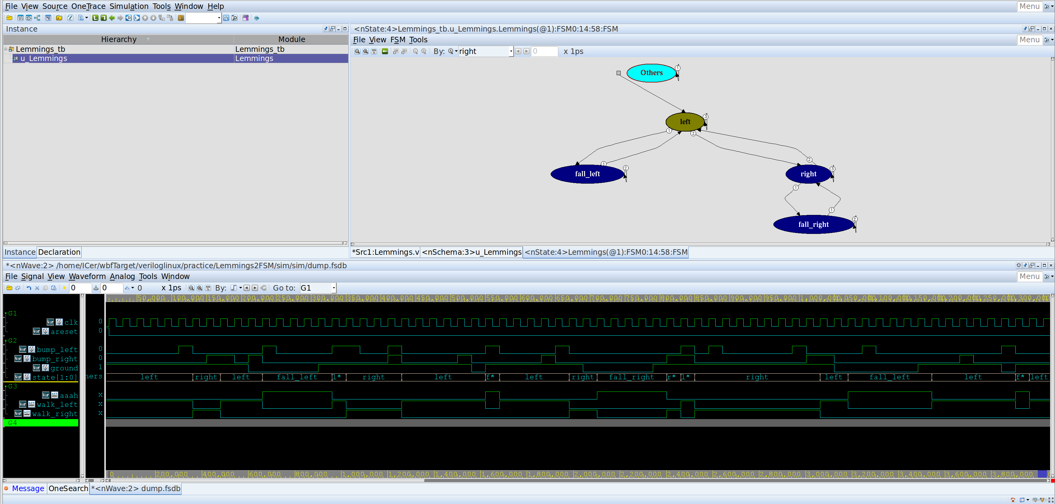 Verilog：hdlbits Lemmings2 仿真成功代码自己另外写的测试代码 Csdn博客 2176