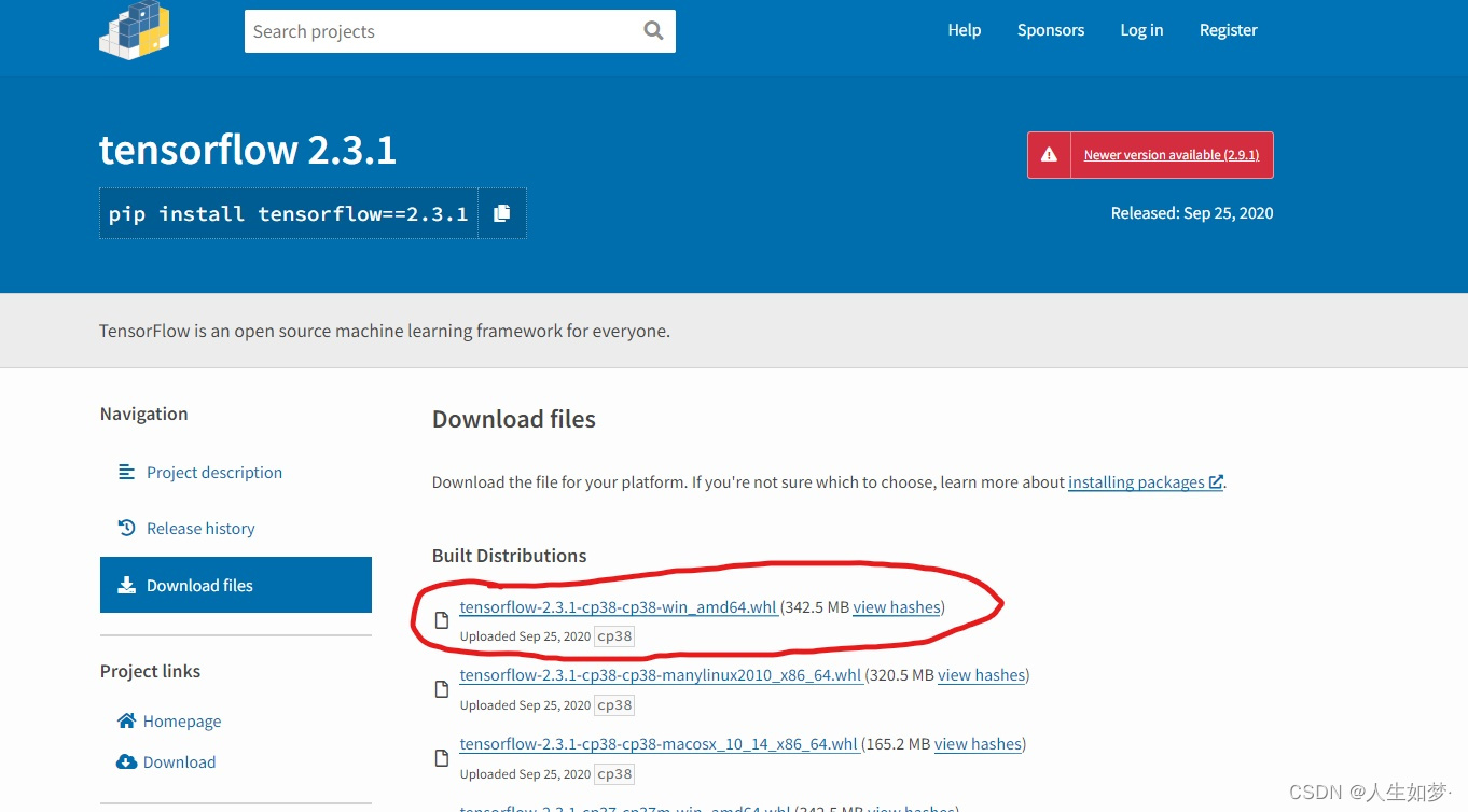 下载whl文件的方式去安装tensorflow_tensorflow whl下载-CSDN博客