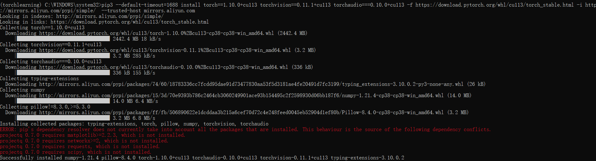 Torch安装报错pip._vendor.urllib3.exceptions.ReadTimeoutError: HTTPSConnectionPool解决方法_pip3 install ...