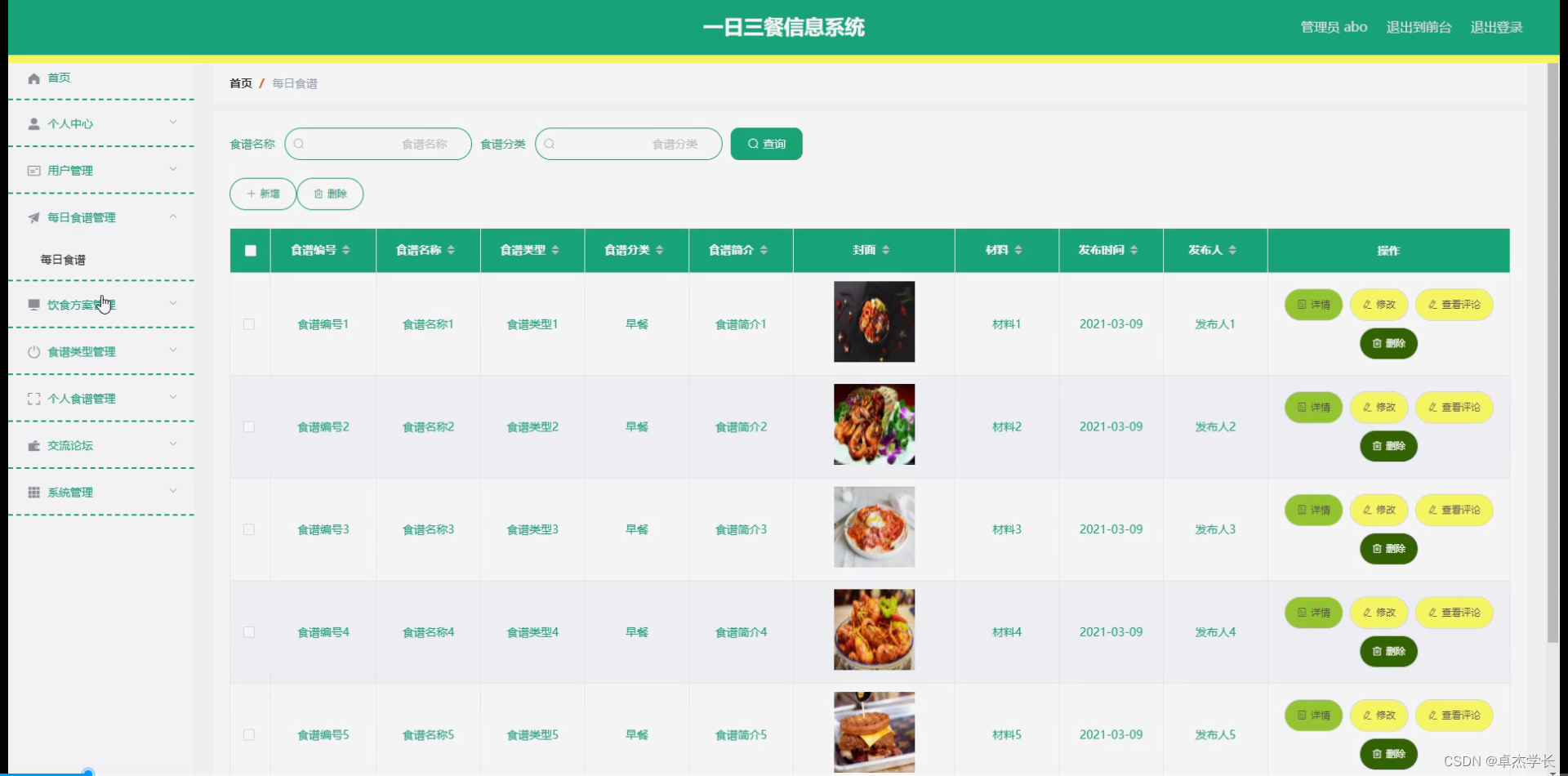 Java毕设项目一日三餐信息系统计算机(附源码系统数据库lw)java怎样设计就餐时间表 Csdn博客
