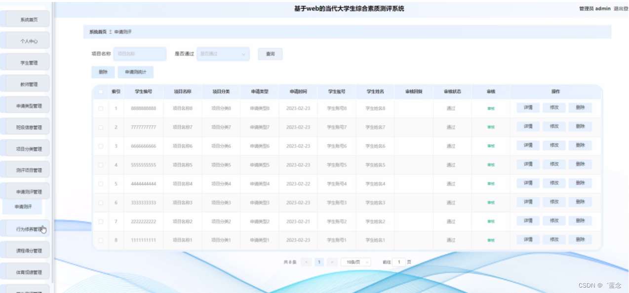 计算机毕业设计springboot基于web的当代大学生综合素质测评系统3089a9【附源码】学生综合测评系统选题的目的和意义 Csdn博客 