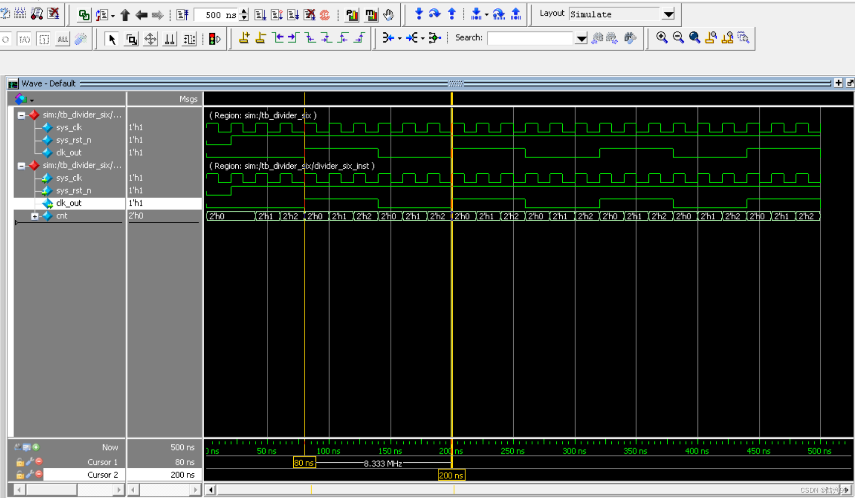 Quartus+Modelsim实现分频器——偶（6）分频_modelsim时钟分频-CSDN博客