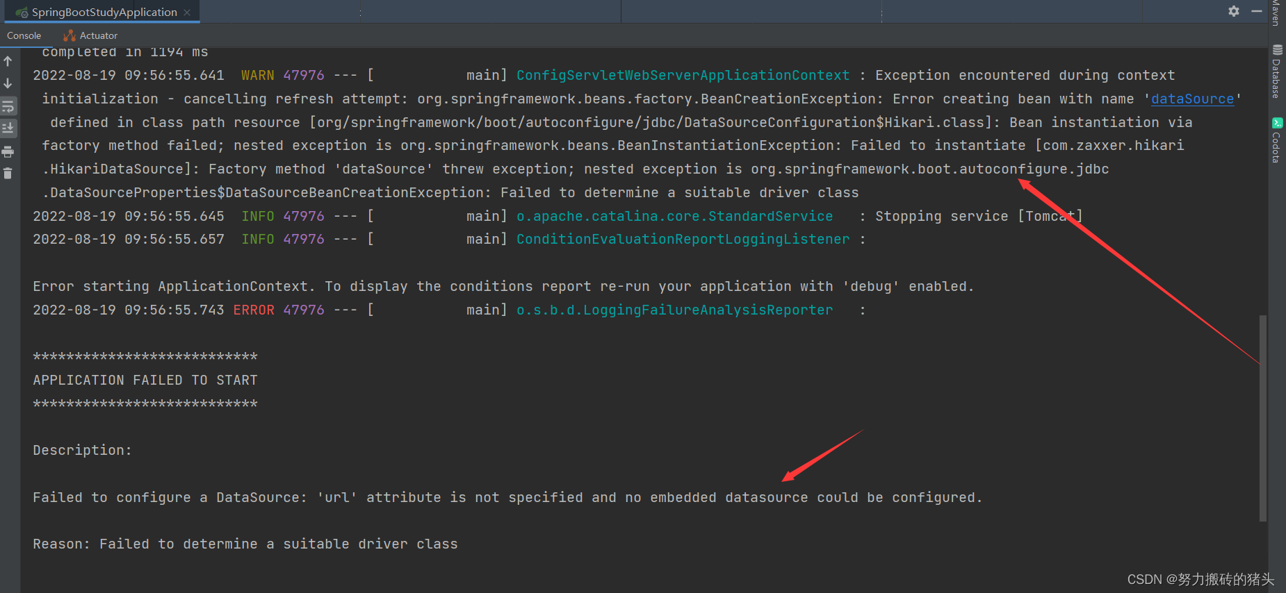 彻底解决failed To Configure A Datasource ‘url‘ Attribute Is Not Specified And No Embedded