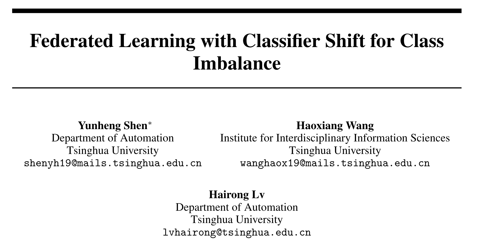 Federated Learning with Classifier Shift for Class Imbalance_federated imblance class-CSDN博客