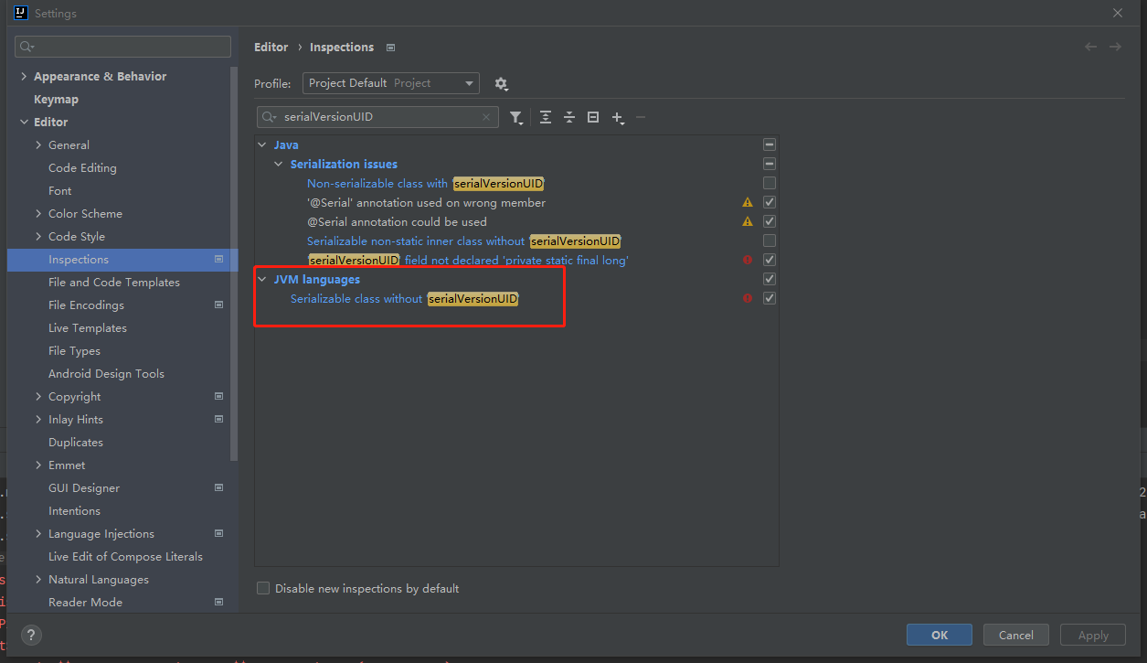 Idea Serialization Issues 中没有serialzable Class Without “serialversionuid“idea 没有 Serializable 