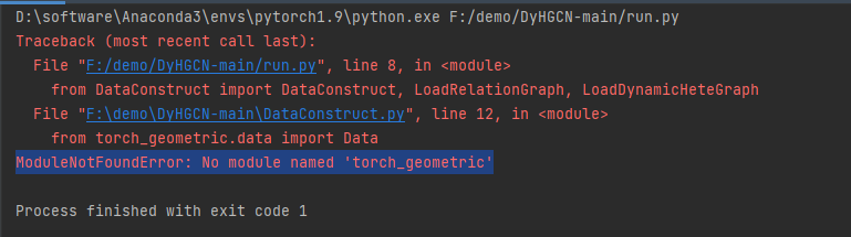 ModuleNotFoundError: No module named ‘torch_geometric‘_modulenotfounderror: no module named ...
